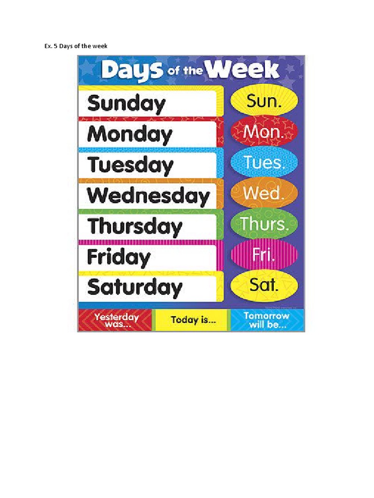 Days of The Week | PDF | Self-Improvement