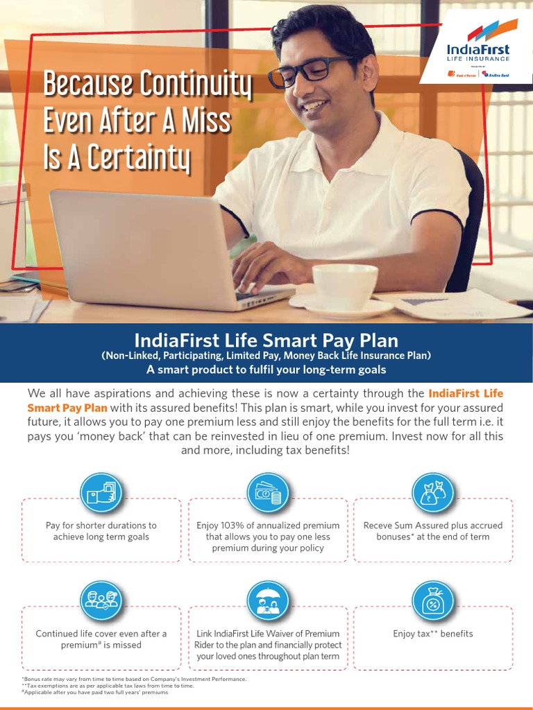 IndiaFirst Life Smart Pay Plan - One Pager | PDF | Life Insurance ...