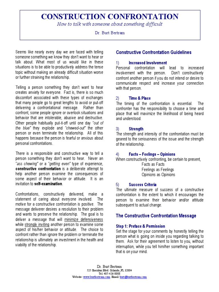 Constructive Confrontation Techniques | PDF | Attitude (Psychology ...