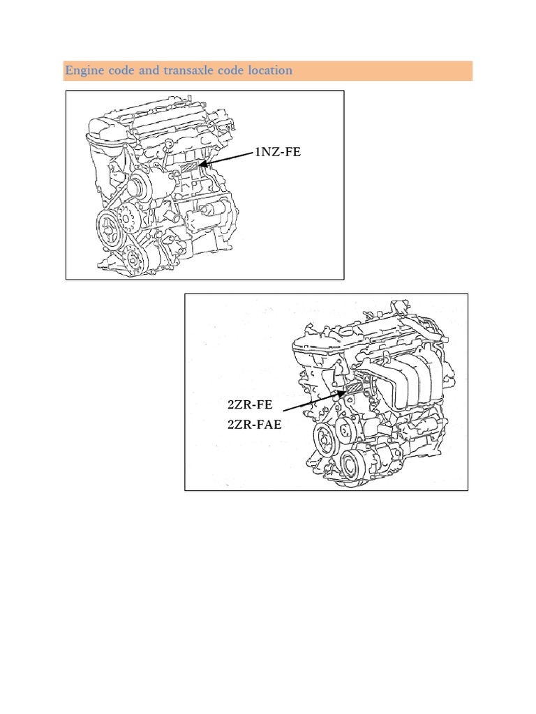 Engine Code and Transaxle Code Location | PDF