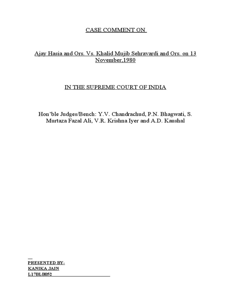 Case Comment Final Draft | PDF | Corporations | Constitution