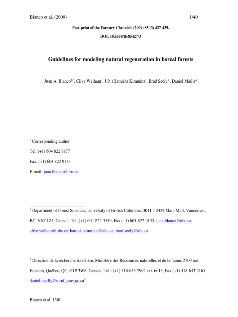 Guidelines For Modeling Natural Regeneration in Boreal Forests | PDF | Disturbance (Ecology ...