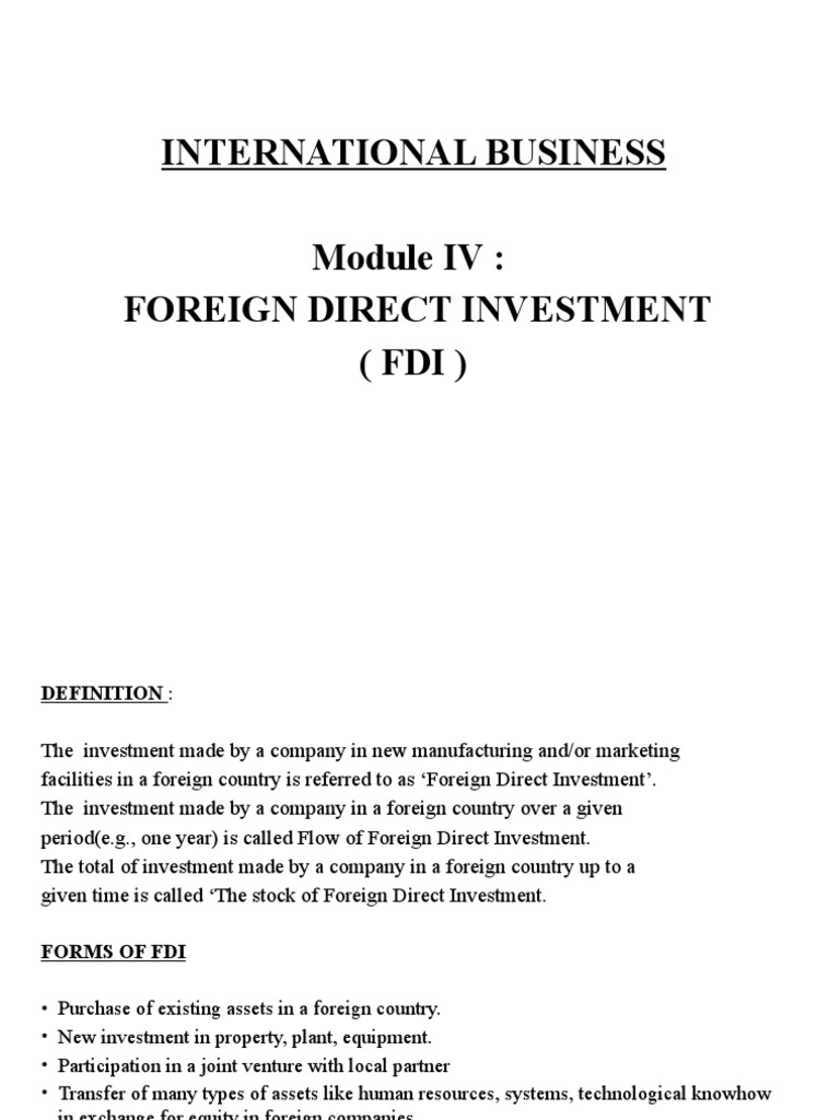 International Business | PDF | Foreign Direct Investment | Stocks