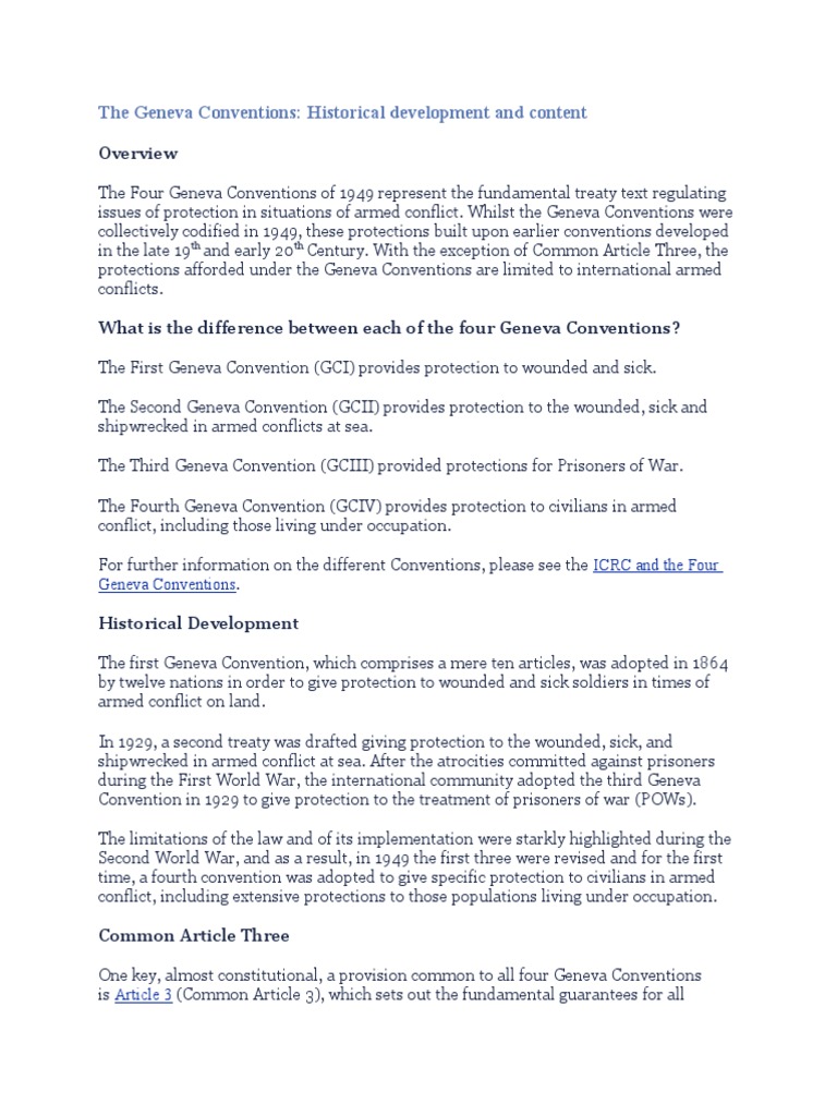 Geneva Convention at A Glance | PDF | Geneva Conventions ...