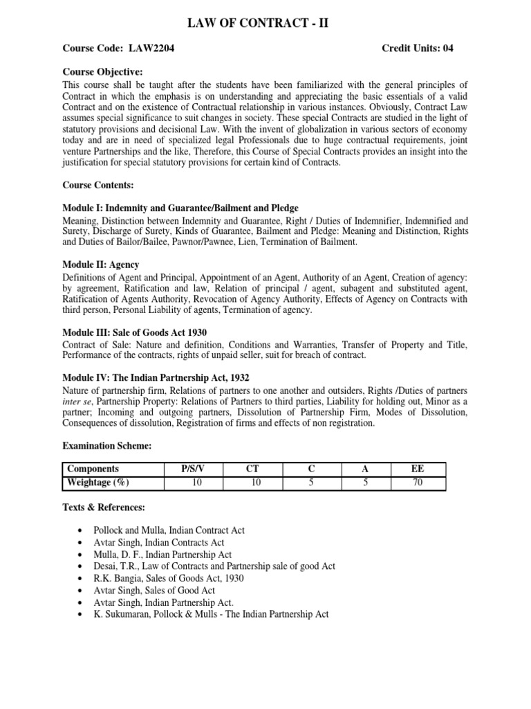Law of Contract Ii | PDF | Law Of Agency | Guarantee
