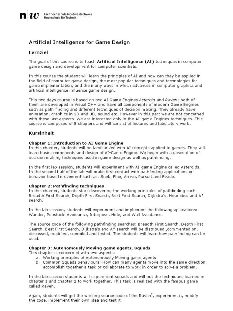 A Guide to Artificial Intelligence Techniques for Computer Game Design ...