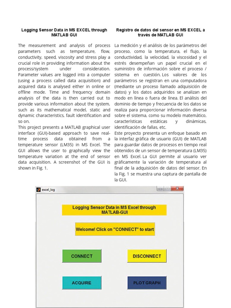 Logging Sensor Data In Ms Excel Through Matlab Gui Pdf Arduino