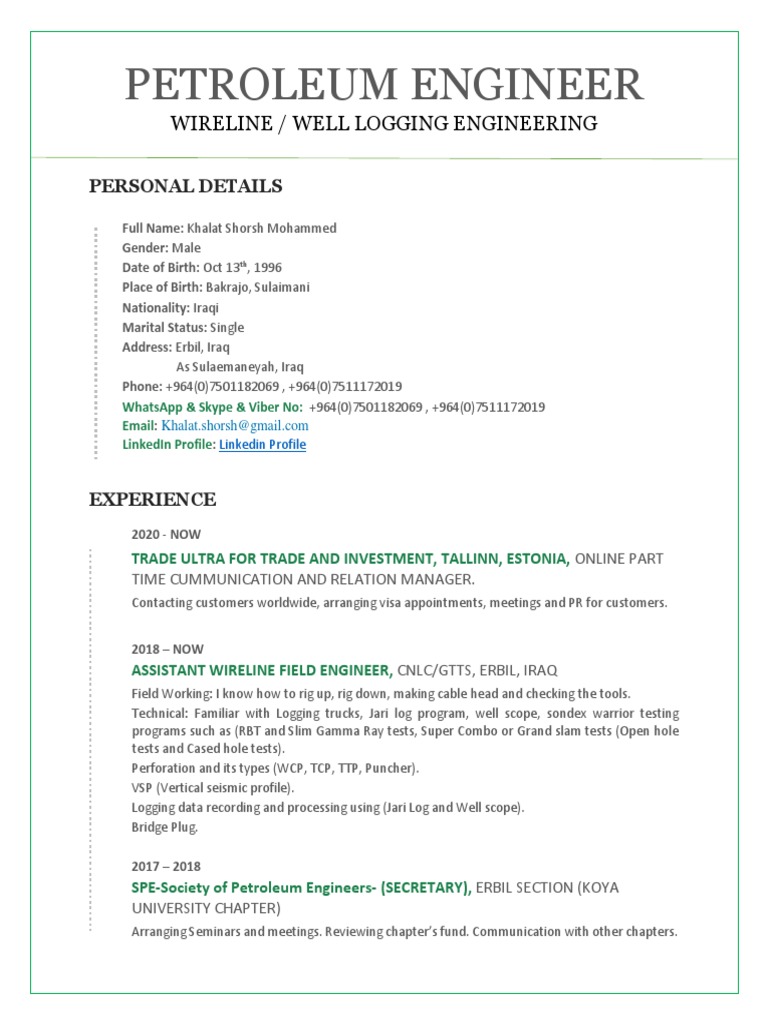 Petroleum Engineer: Wireline / Well Logging Engineering | PDF ...