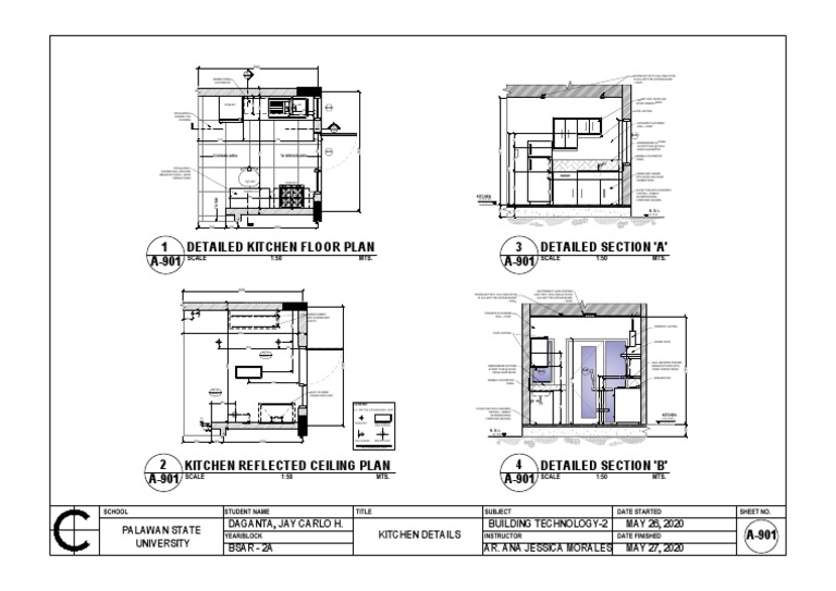 Detailed Kitchen Design Sections | PDF | Countertop | Kitchen