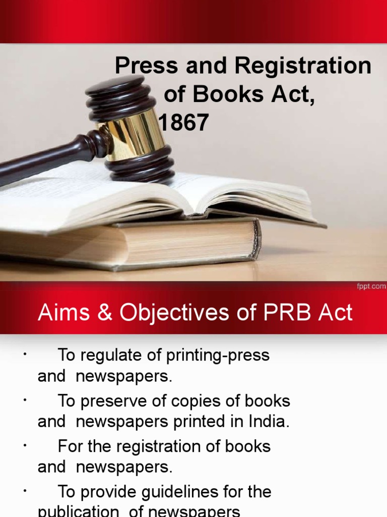Press and Registration of Books Act, 1867 | PDF
