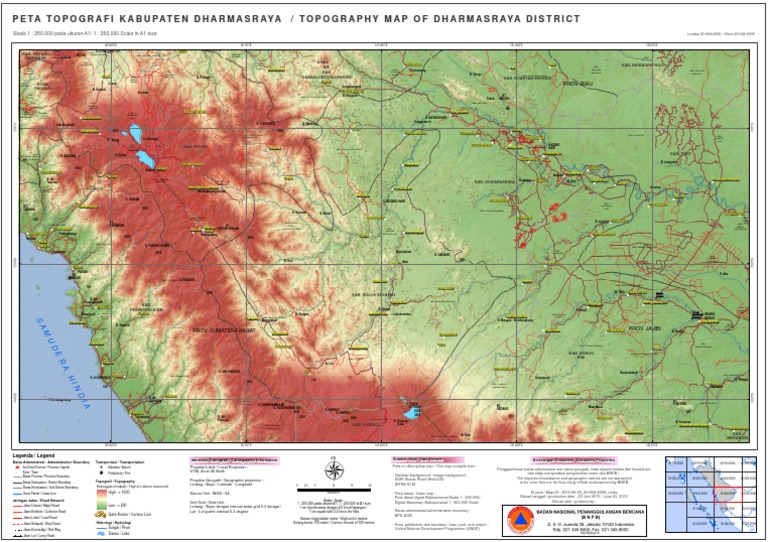 Peta Topografi Kabupaten Dharmasraya / Topography Map of Dharmasraya ...