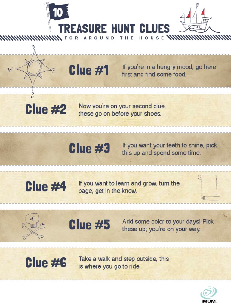 Clue #1 Clue #2 Clue #3 Clue #4 Clue #5 Clue #6: Treasure Hunt Clues ...