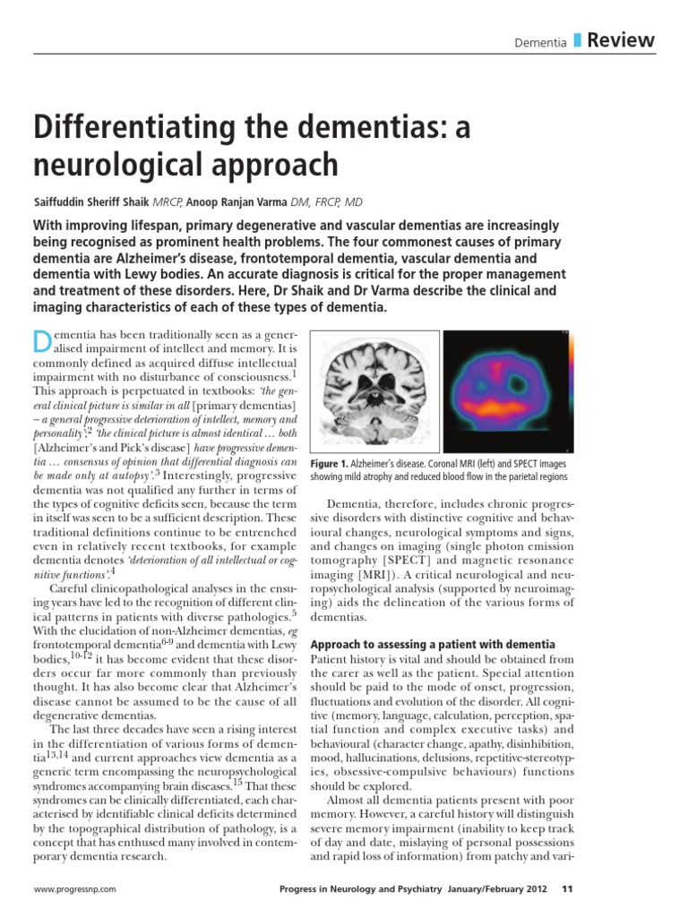 Differentiating The Dementias: A Neurological Approach: Review | PDF ...