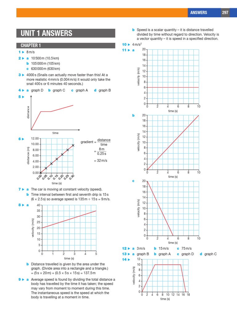 Unit 1 Answers | PDF | Speed | Force