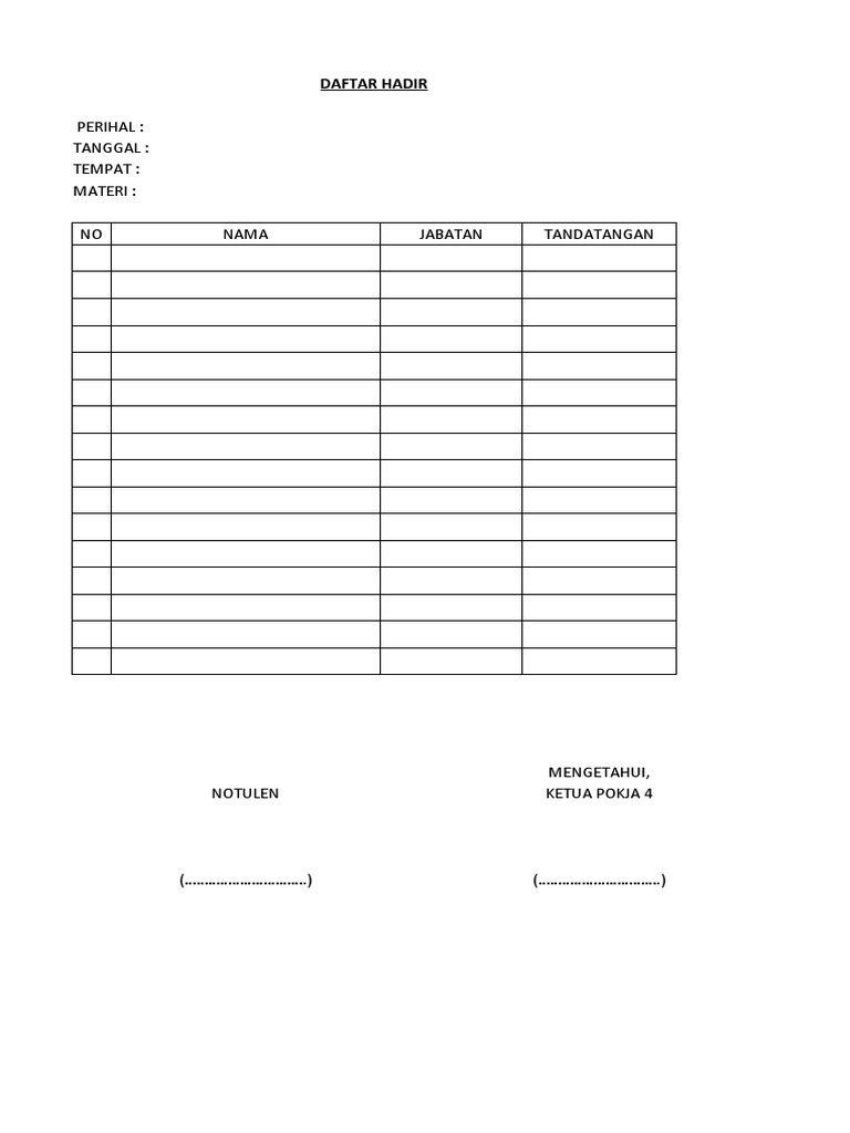 Absensi Dan Notulen Rapat | PDF