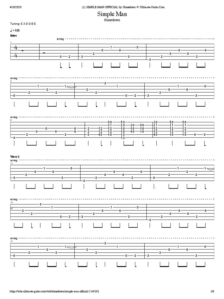Guitar Chords To Simple Man