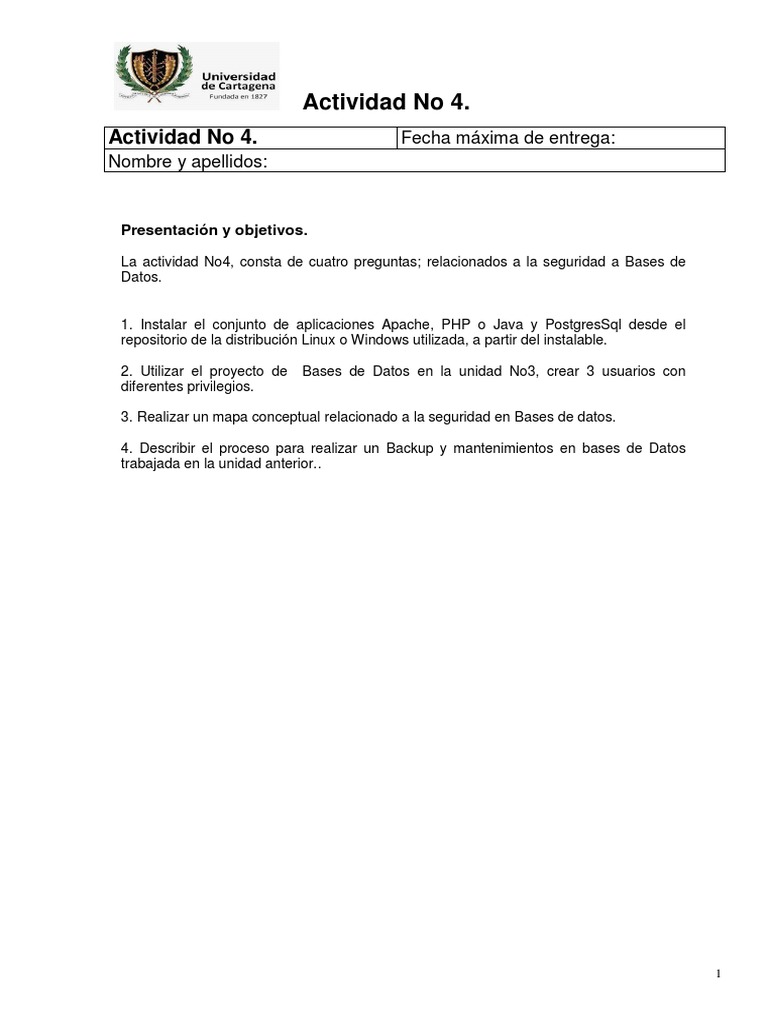 Actividad No 4 Enunciado | PDF