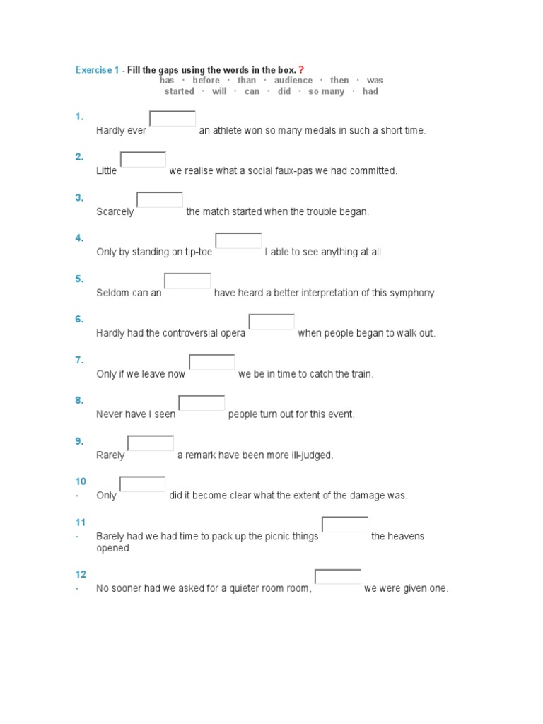 Exercise 1: - Fill The Gaps Using The Words in The Box | PDF