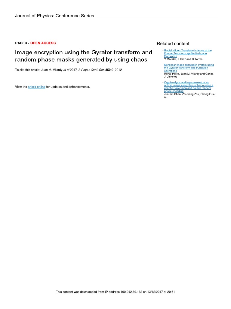 Image Encryption Using The Gyrator Transform and Random Phase Masks ...