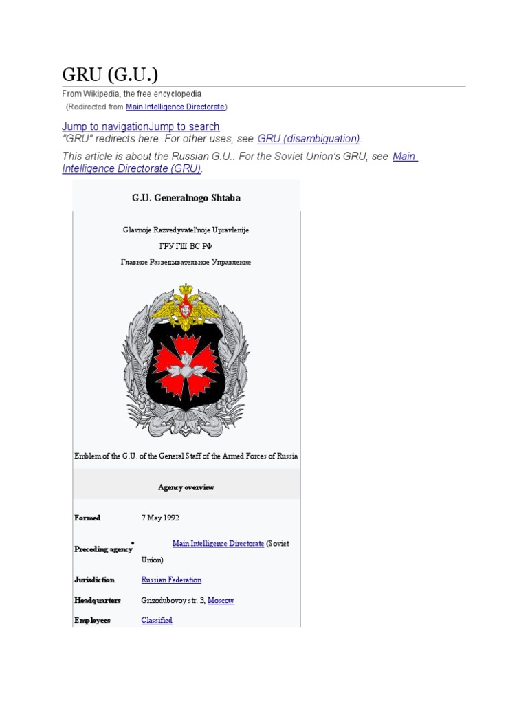 The Russian GRU Military Intelligence Service | PDF | Intelligence ...