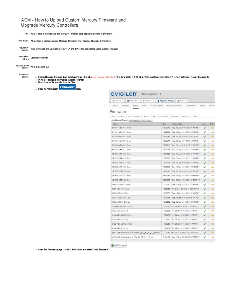 ACM - How To Upload Custom Mercury Firmware and Upgrade Mercury Controllers - V2 | PDF