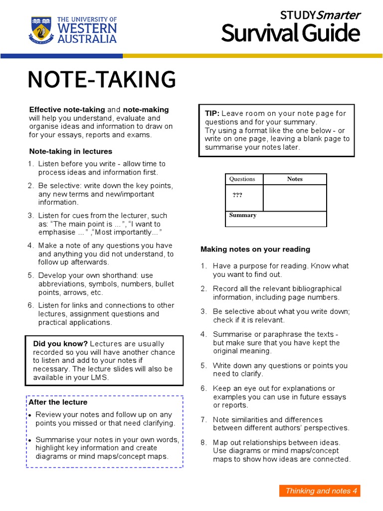 Note-Taking: Survival Guide | PDF | Cognition | Cognitive Science