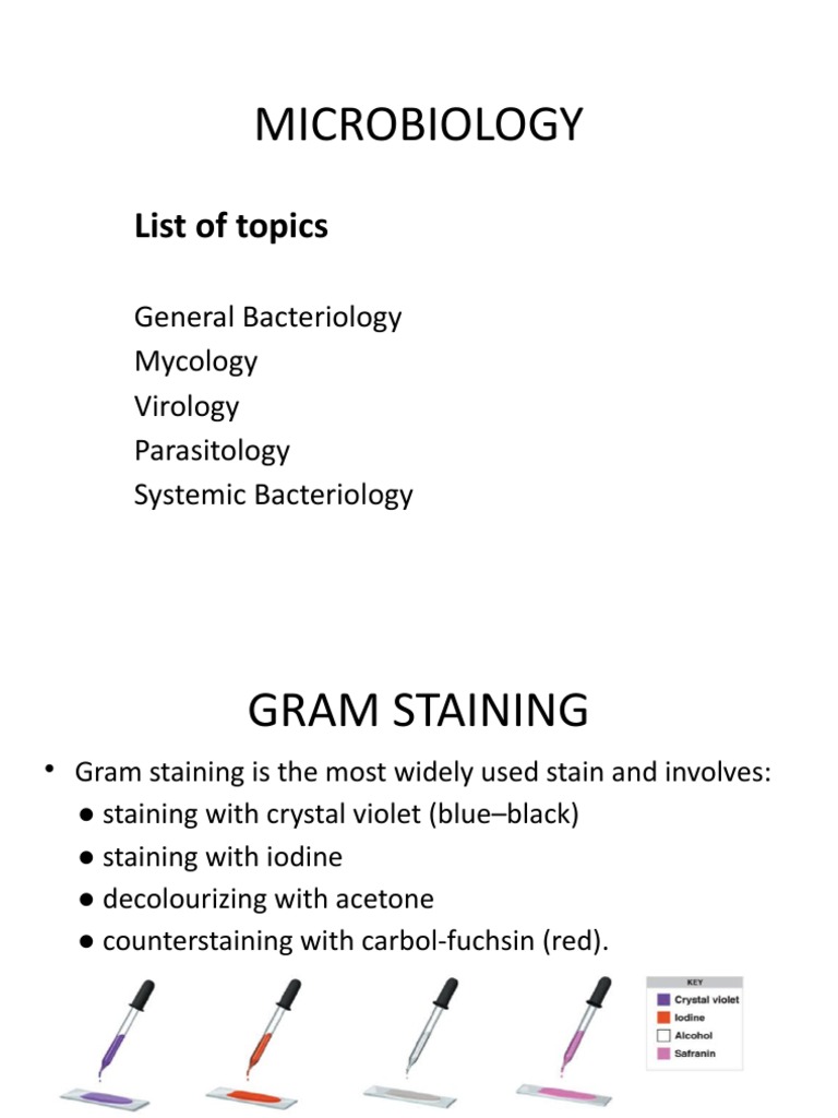 Microbiology: List of Topics | PDF | Gram Positive Bacteria | Staining