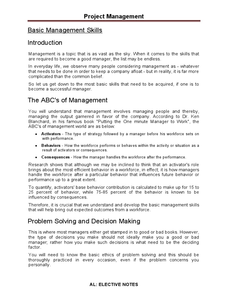 Basic Management Skills | PDF | Project Management | Organizational Structure