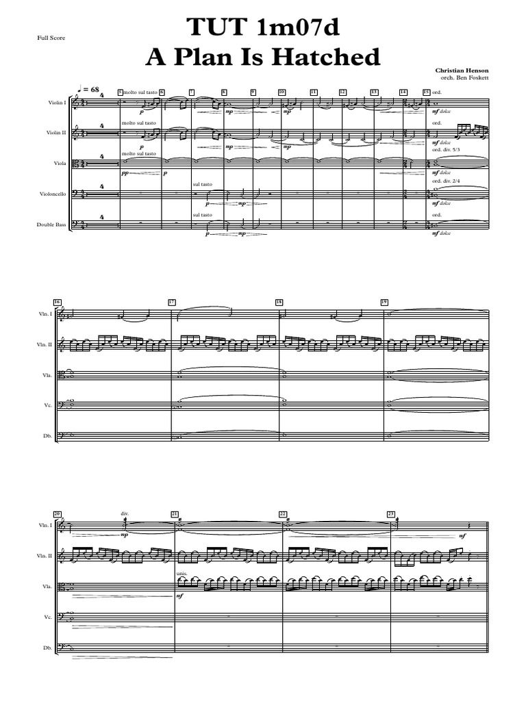 TUT 1m07d A Plan Is Hatched - Full Score | PDF | Musical Instruments ...