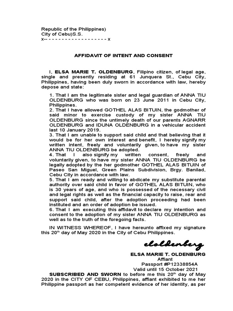 Affidavit of Intent and Consent | PDF | Affidavit | Government And ...