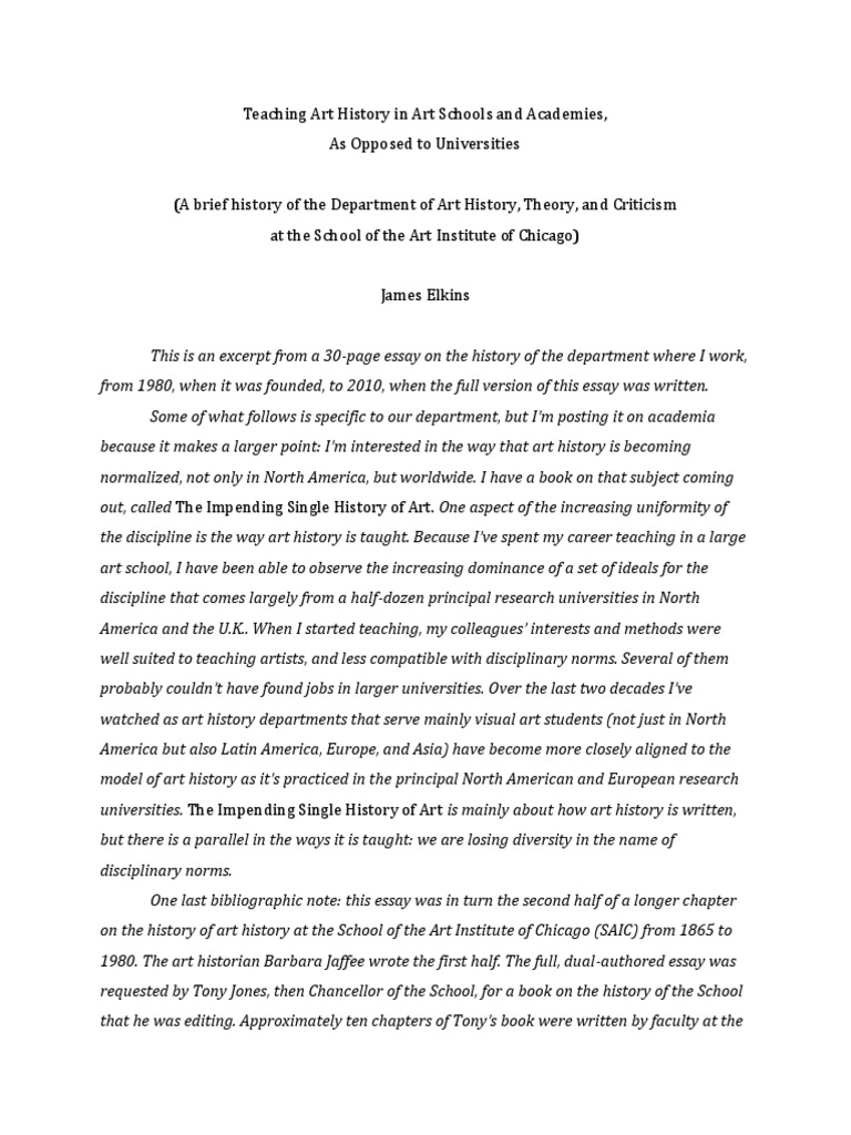 Teaching Art History in Art Schools and | PDF | Art History | University
