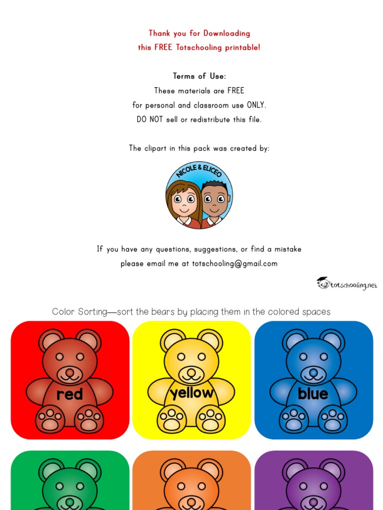 Free - Rainbow Counting Bear Math Pack PDF | PDF | Toys | Gaming