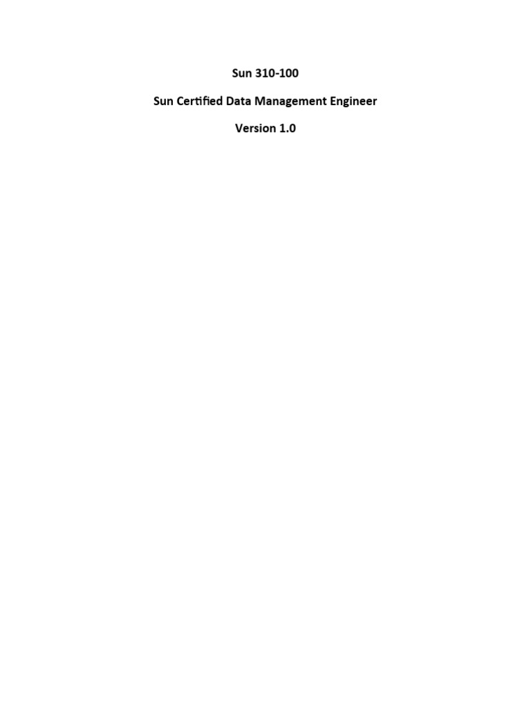 Sun 310-100 Sun Certified Data Management Engineer | PDF | File System | Hard Disk Drive