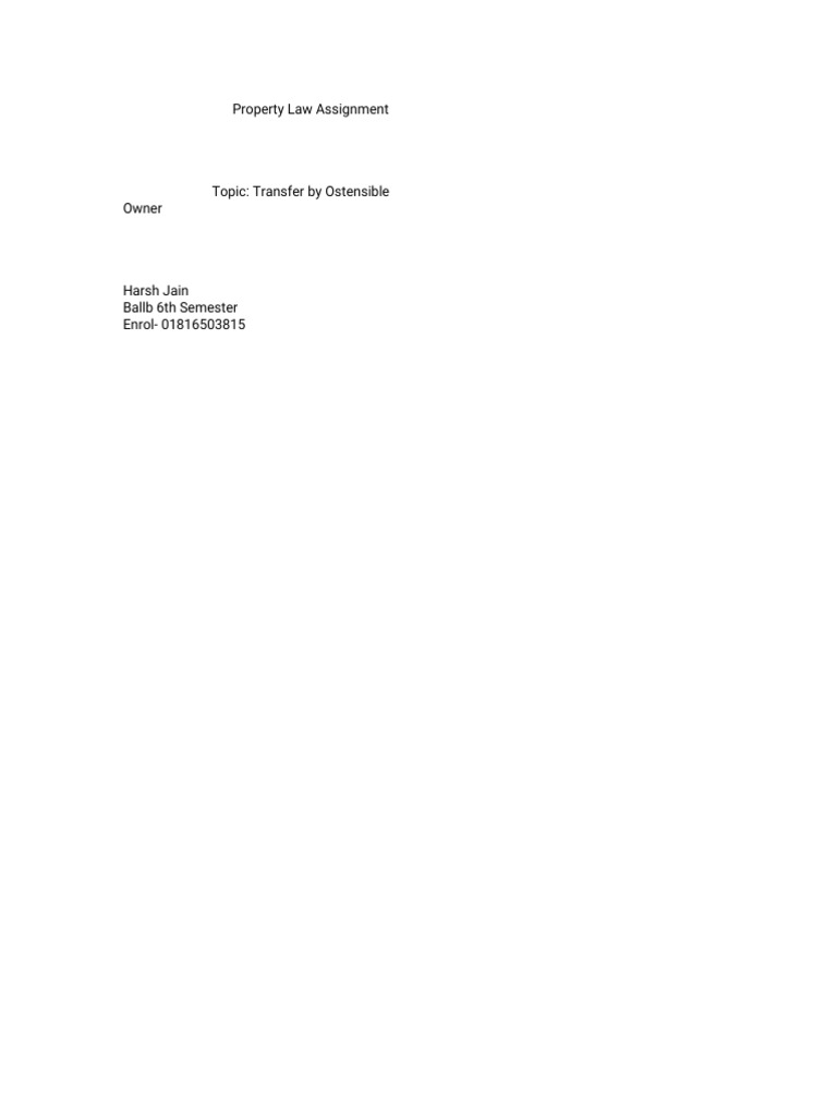 Transfer by Ostensible Owner | PDF