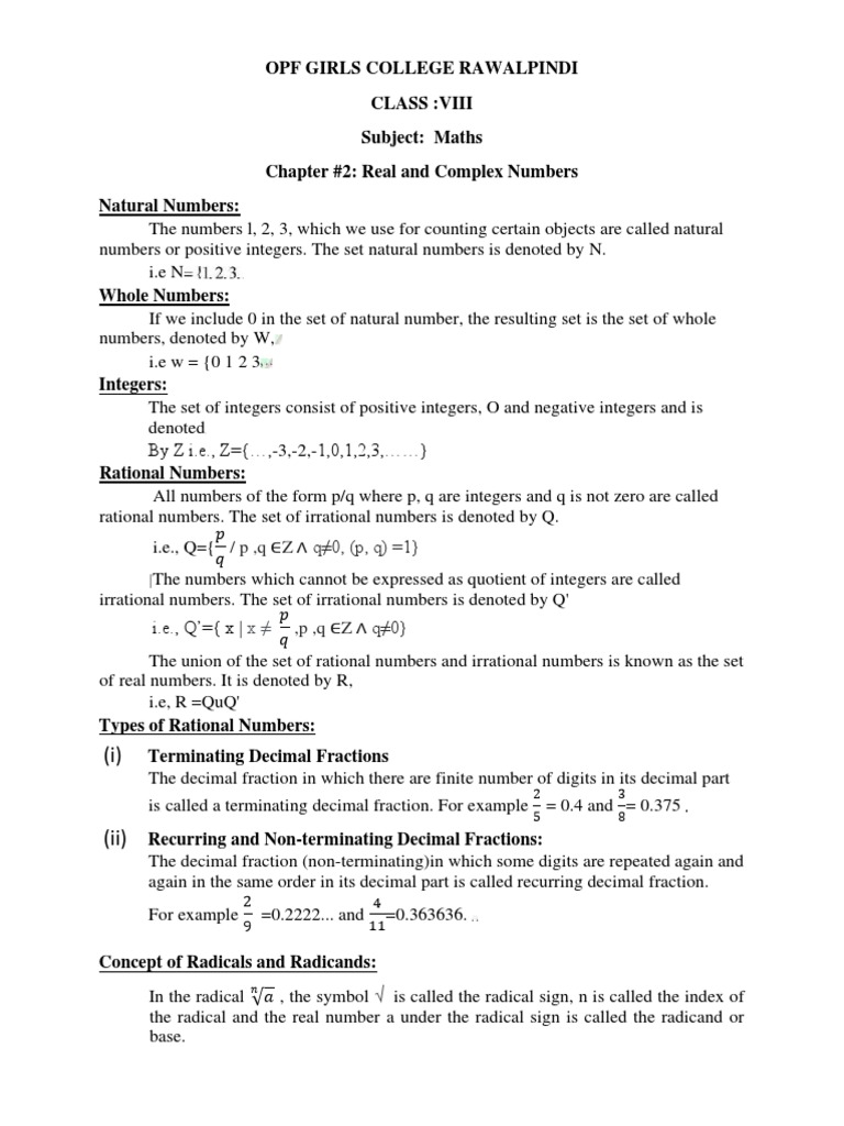 Class 8 | PDF | Numbers | Rational Number