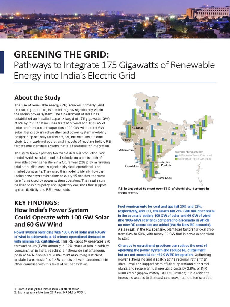 Greening The Grid:: Pathways To Integrate 175 Gigawatts of Renewable ...