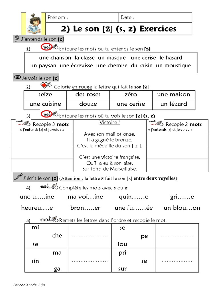 Exercices sur le son s et z | PDF