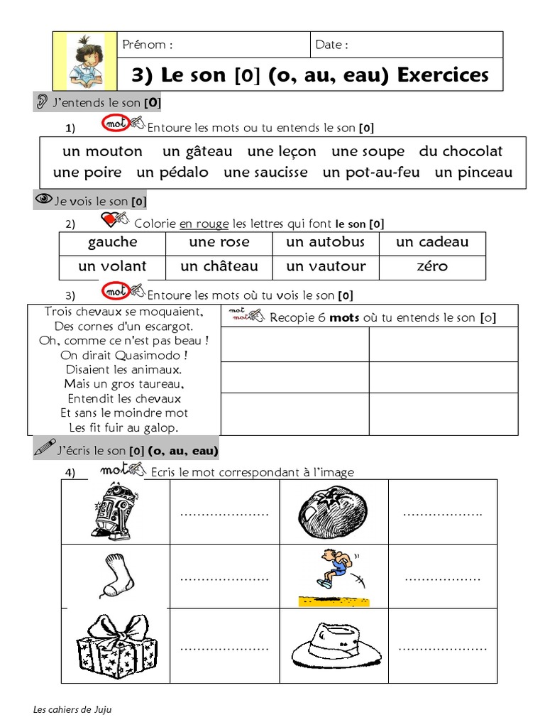 Exercices sur le son [o] (o, au, eau) | PDF