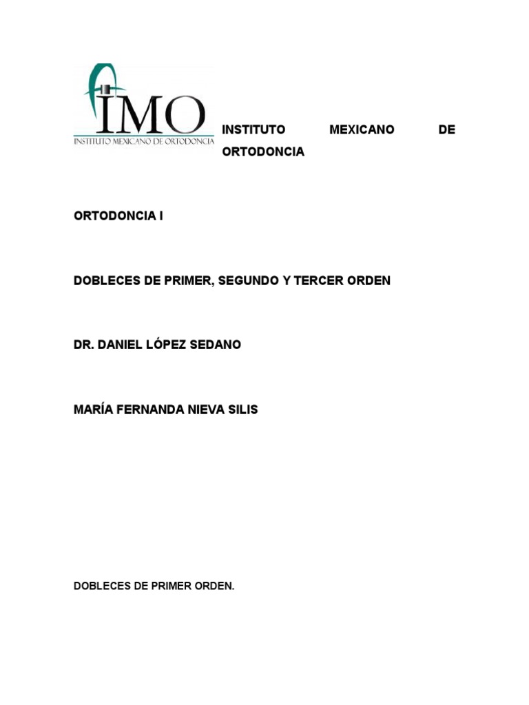 Dobleces 1 2 3 Orden | PDF | Ortodoncia | Anatomia dental