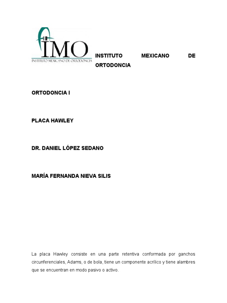 Placa Hawley Superior | Descargar gratis PDF | Ortodoncia | Cara