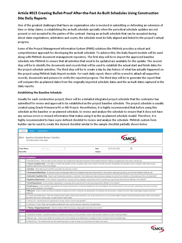 As Built Schedule | PDF | Project Management | Business