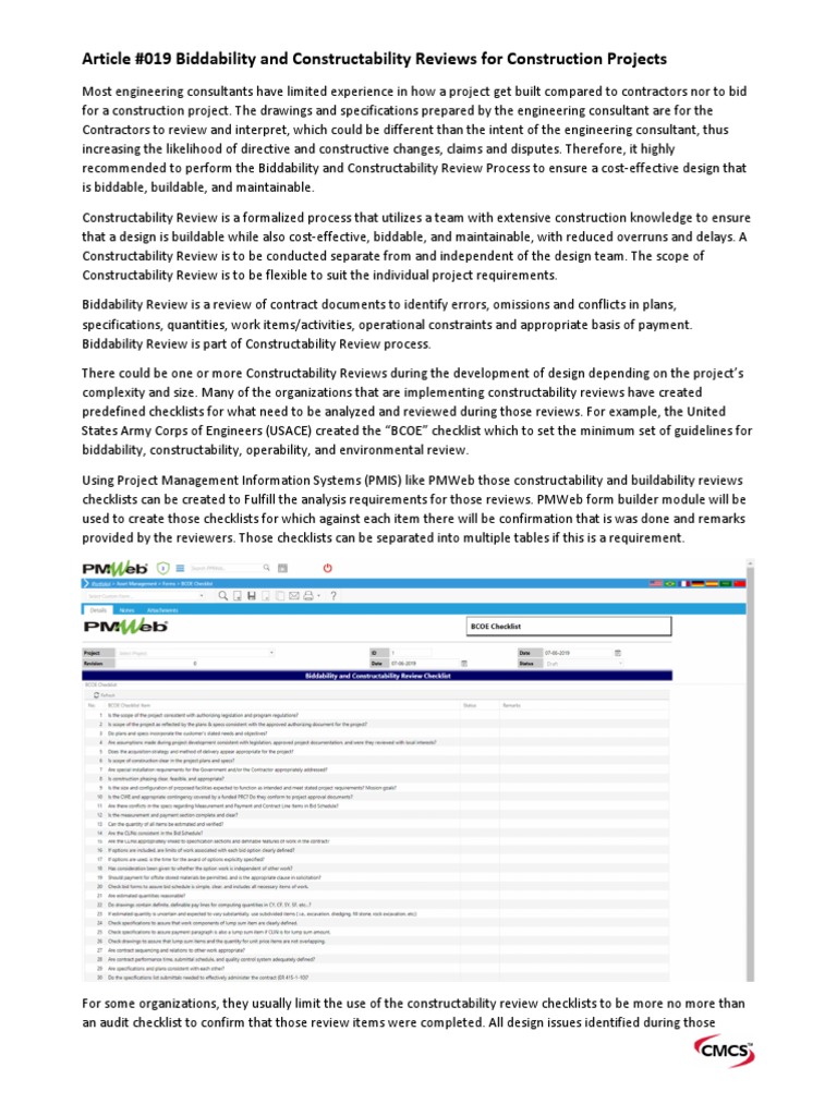 Biddability and Constructability Reviews For Construction Projects ...