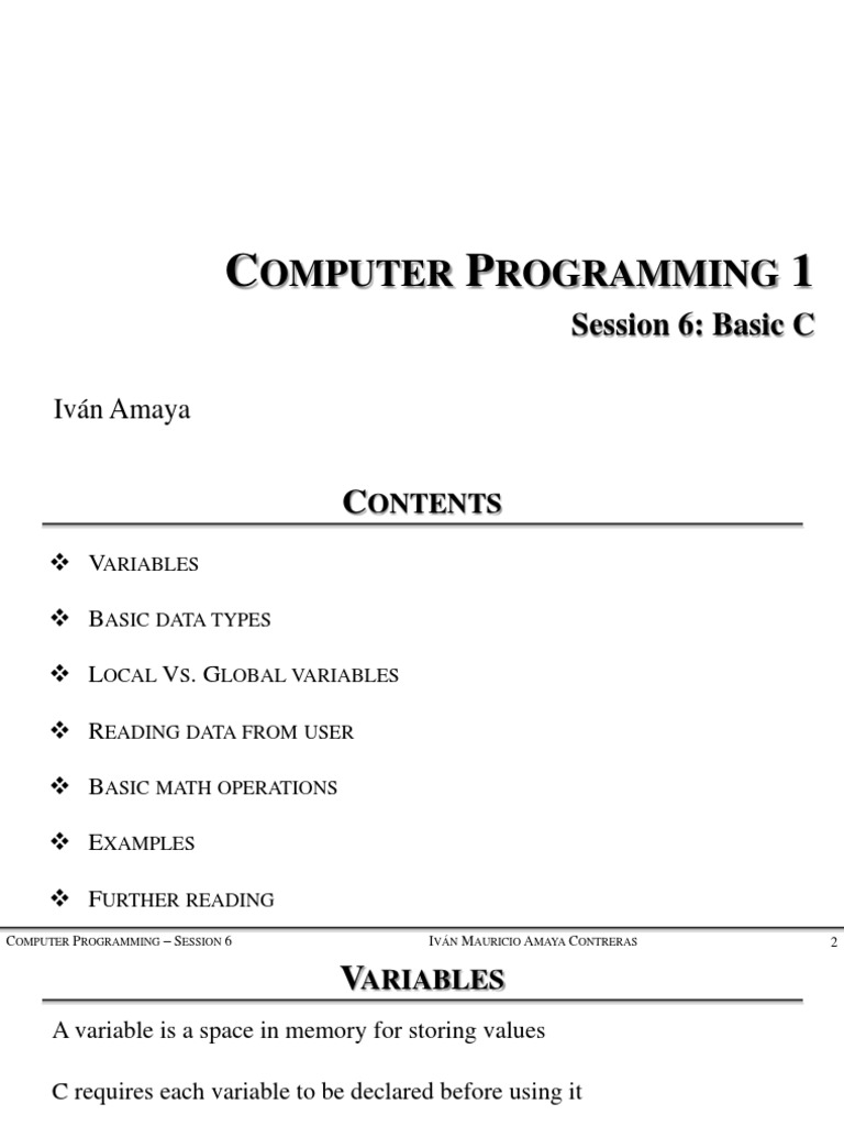 Ses6 BasicC PDF | PDF | Variable (Computer Science) | Cipher