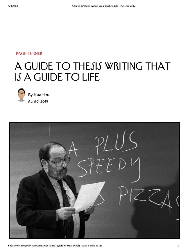 A Guide To Thesis-Writing and A Guide To Life - The New Yorker | PDF