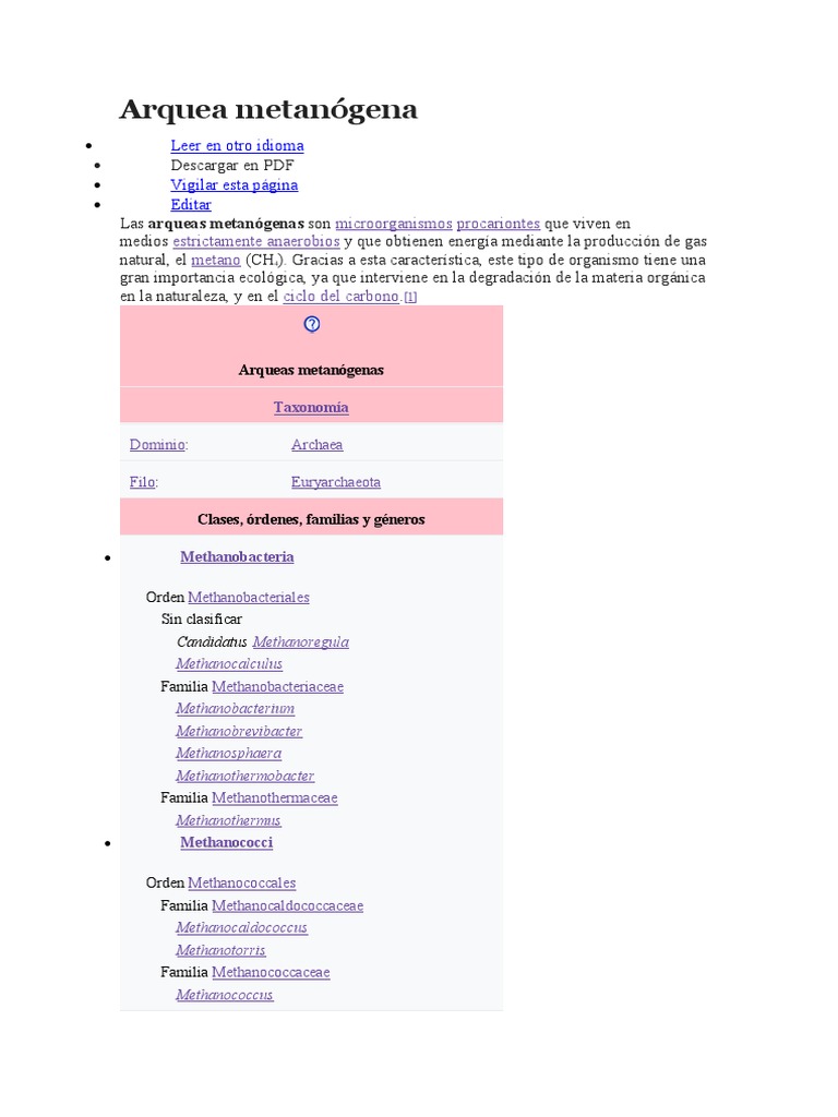 Arqueas Metanógenas: Importancia y Taxonomía | PDF | Organismos | Química