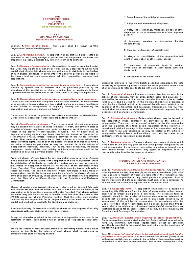 Corporate COde | PDF | Corporations | Stocks