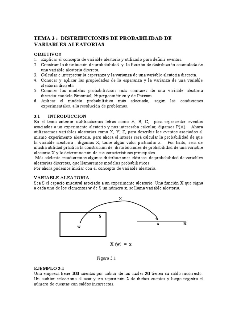 TEMA 3 Funcion de Probabilidades Discretas y Continuas | PDF | Variable aleatoria | Diferencia