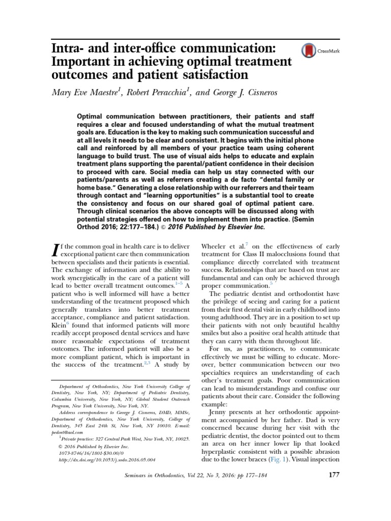 Effective Communication in Dentistry | PDF | Orthodontics | Dentistry