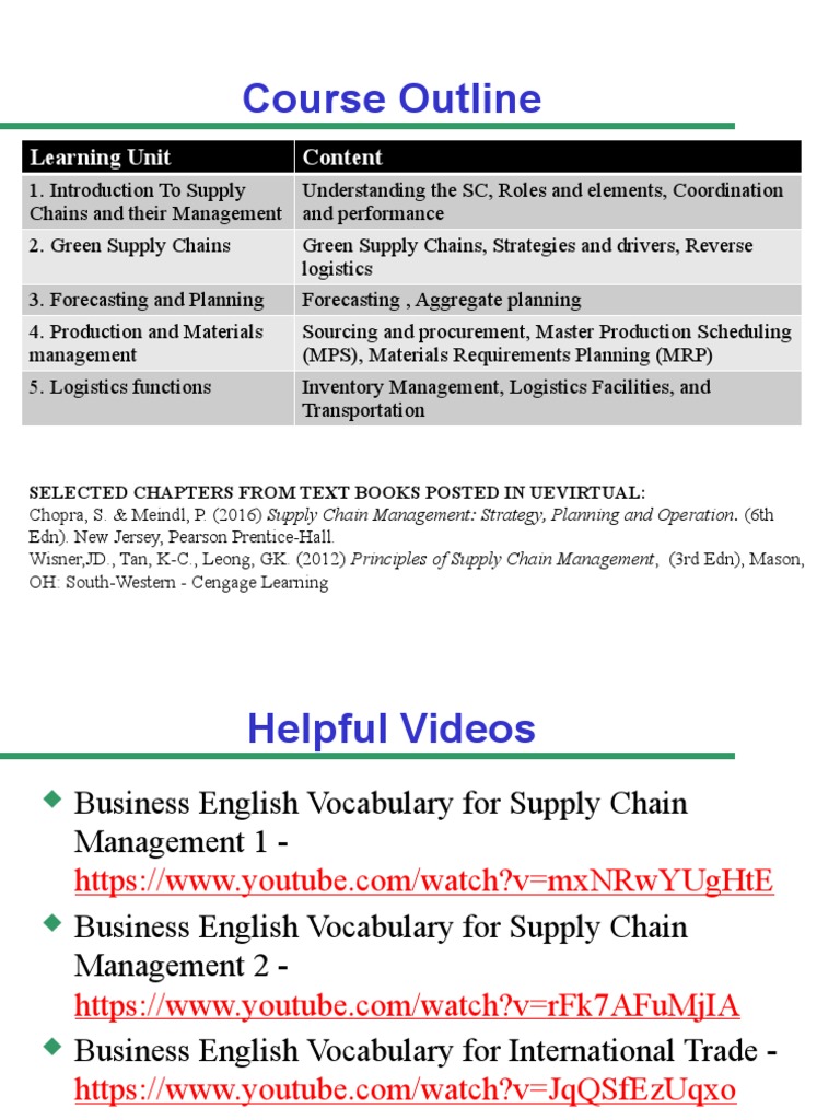 1 - 1 Slides ch01 Session 1 | PDF | Supply Chain Management | Supply Chain