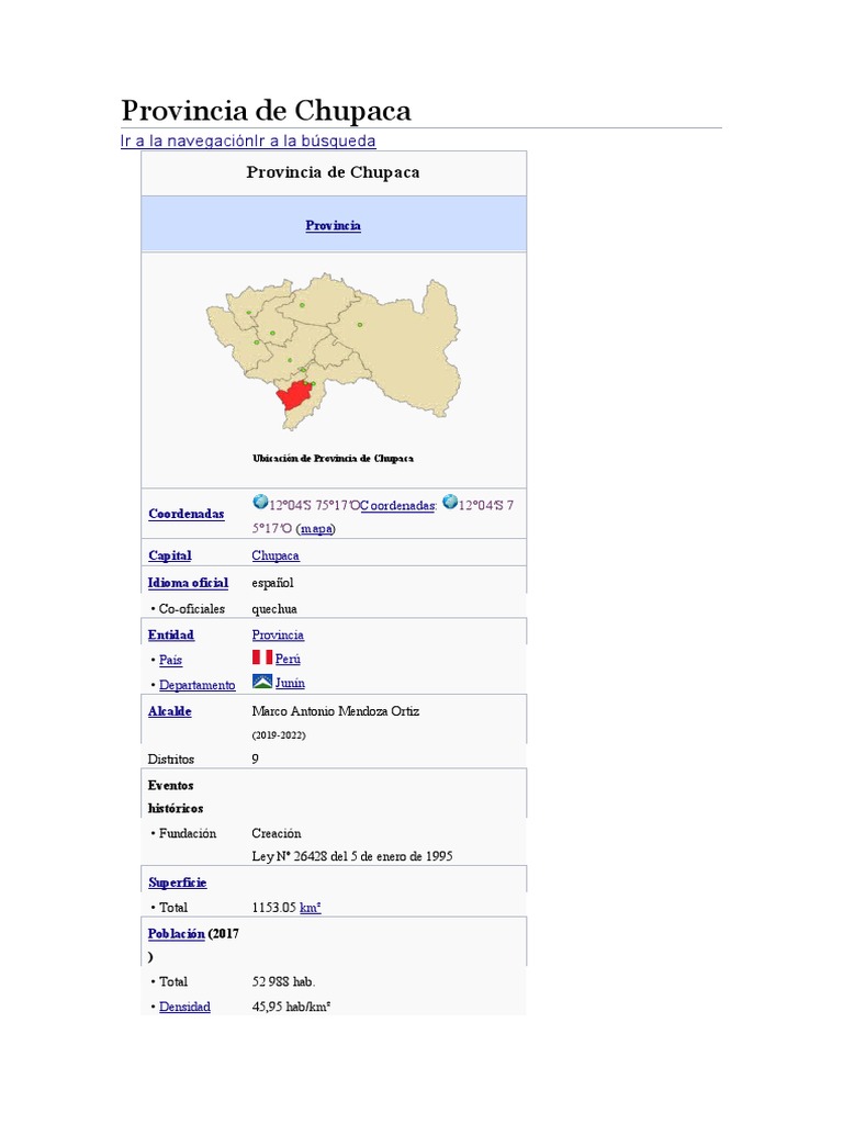 Provincia de Chupaca | PDF